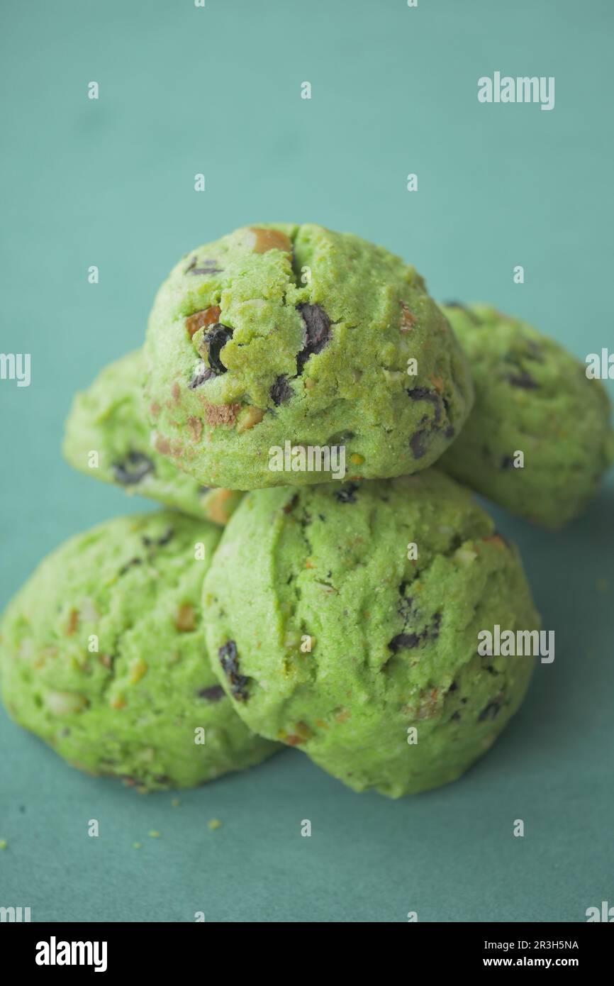 green color sweets, confectionary and pastry products Stock Photo - Alamy