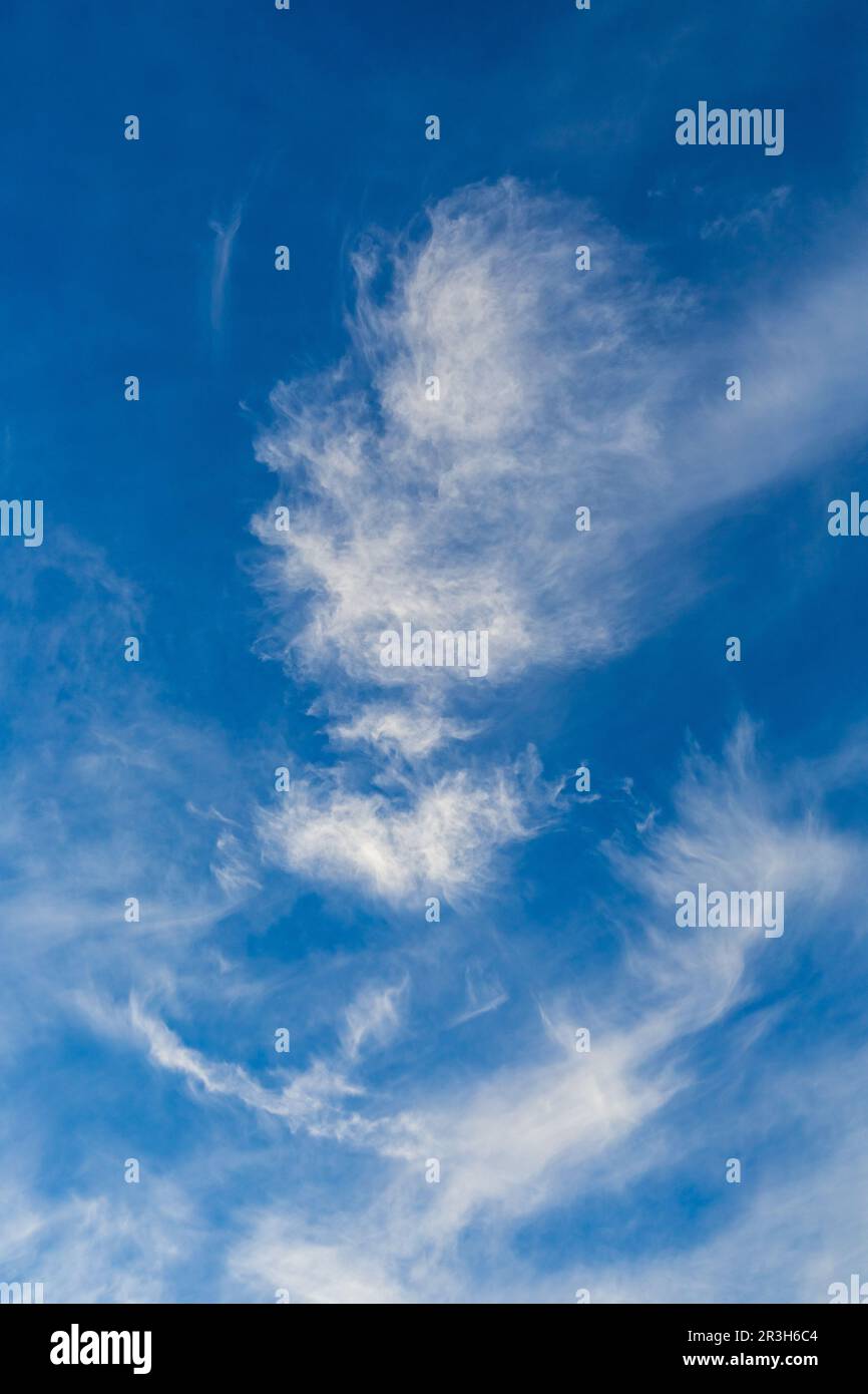 Cirrus and Stratus clouds in dramatic blue sky over Cape Town Stock ...