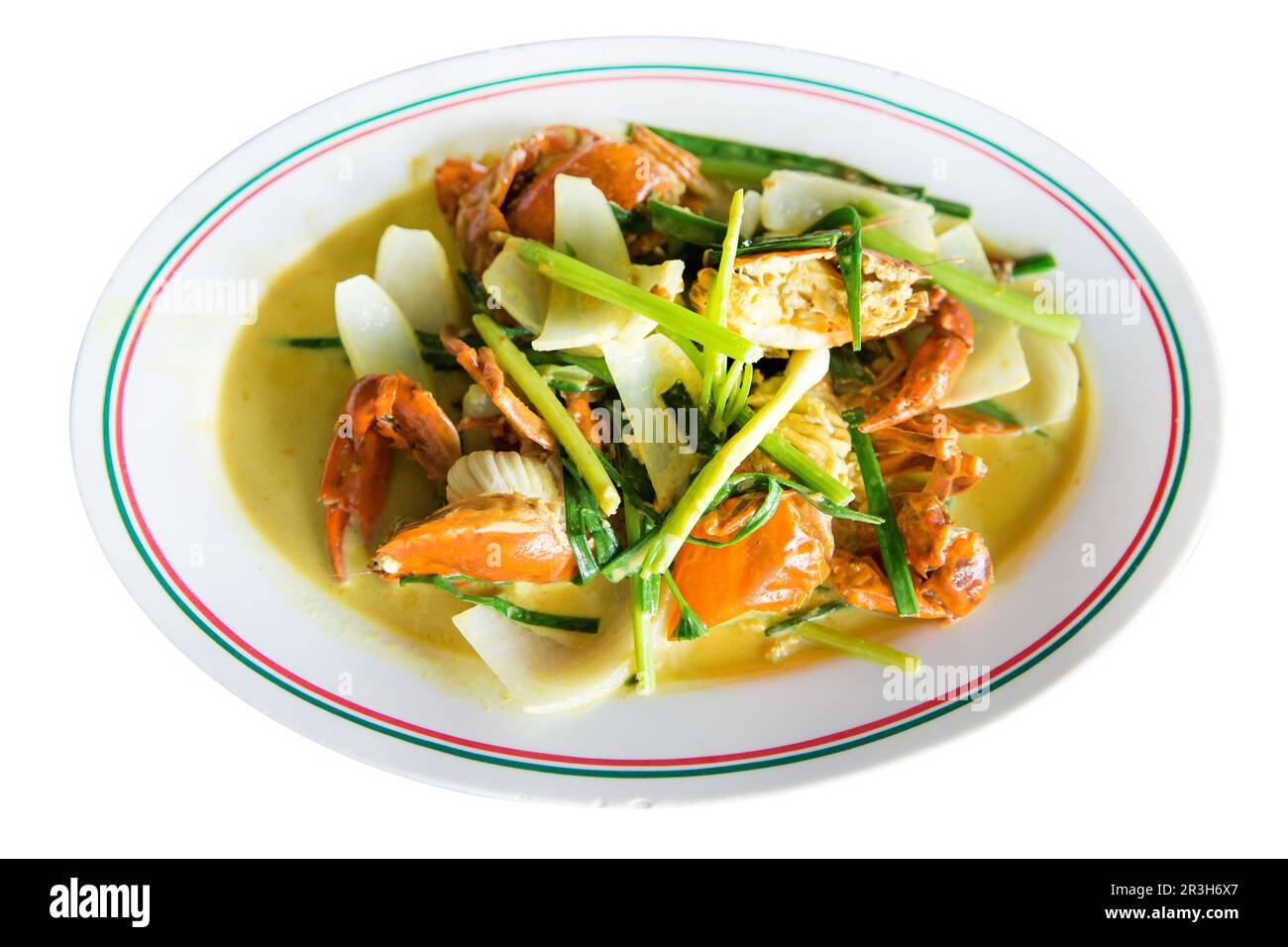 Die cut of Stir-fried crab curry soft shell crab yellow curry with ...