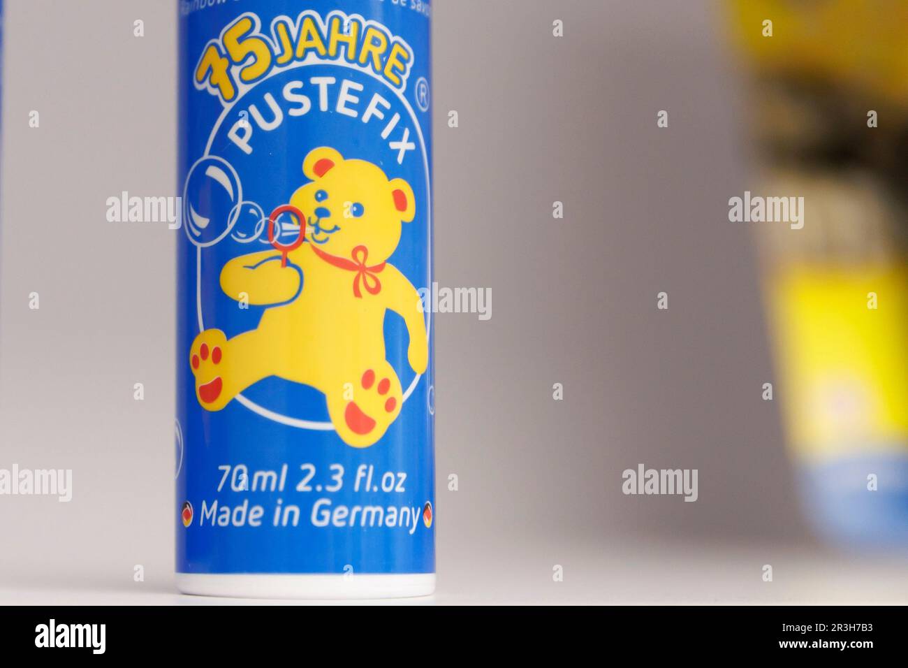 PRODUCTION - 19 April 2023, Baden-Württemberg, Tübingen: A can of Pustefix. Pustefix from ...