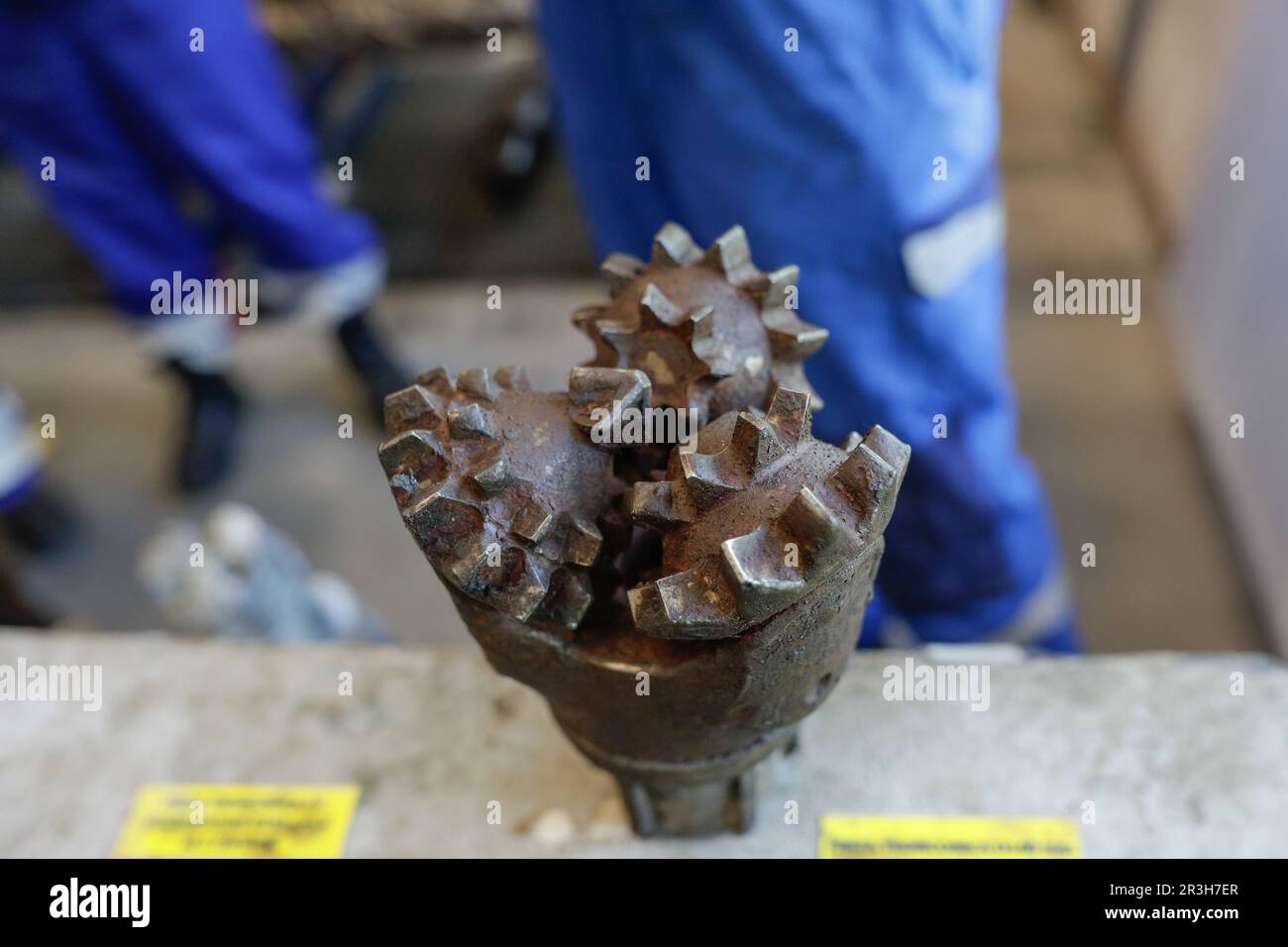 Shallow depth of field (selective focus) details with used metallic oil ...