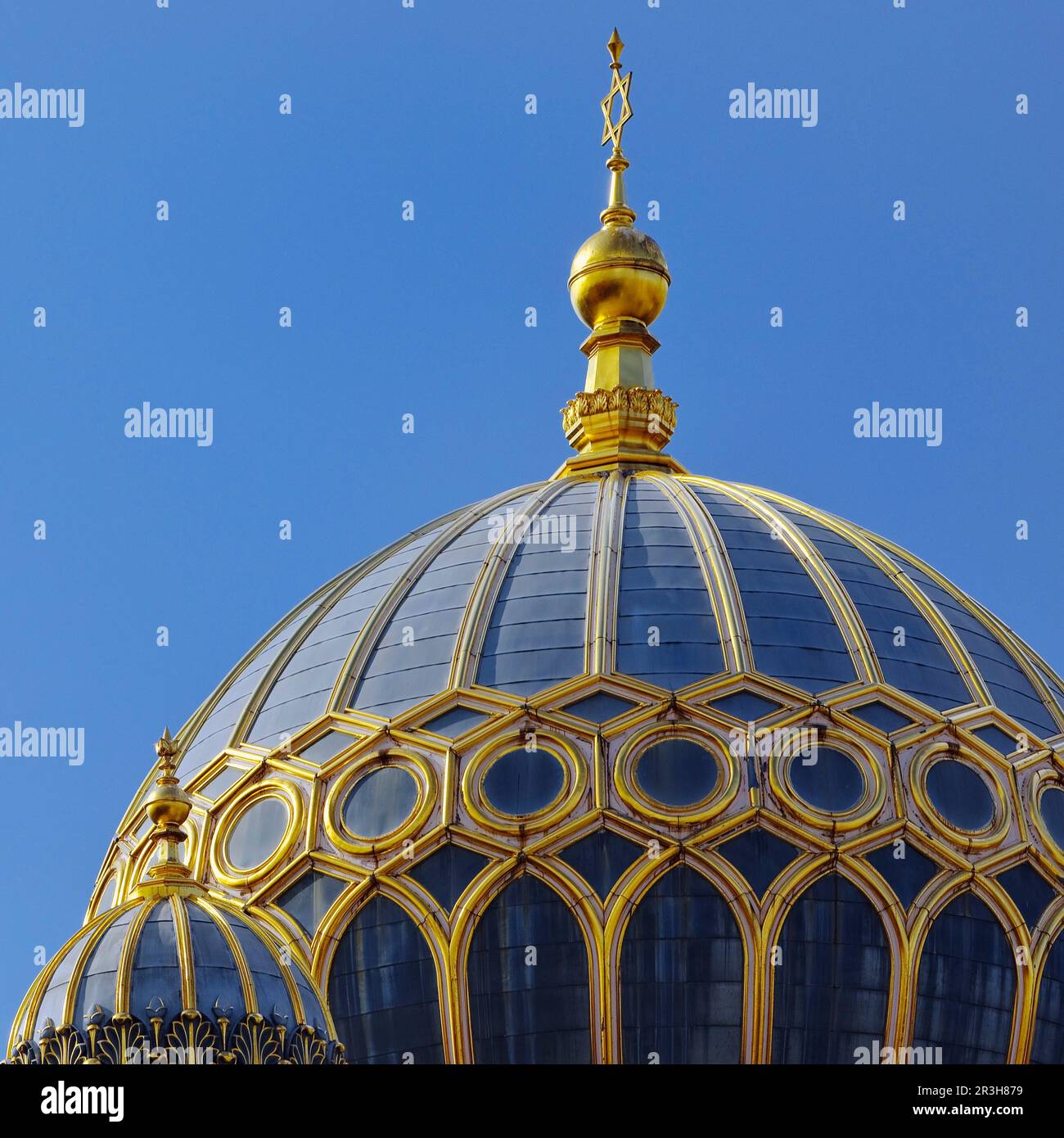 Tambour dome covered with gilded ribs, New Synagogue, Berlin, Germany ...