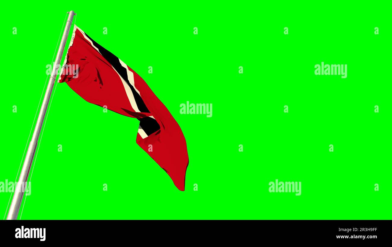 Waving glorious flag of Trinidad and Tobago on chroma key screen ...