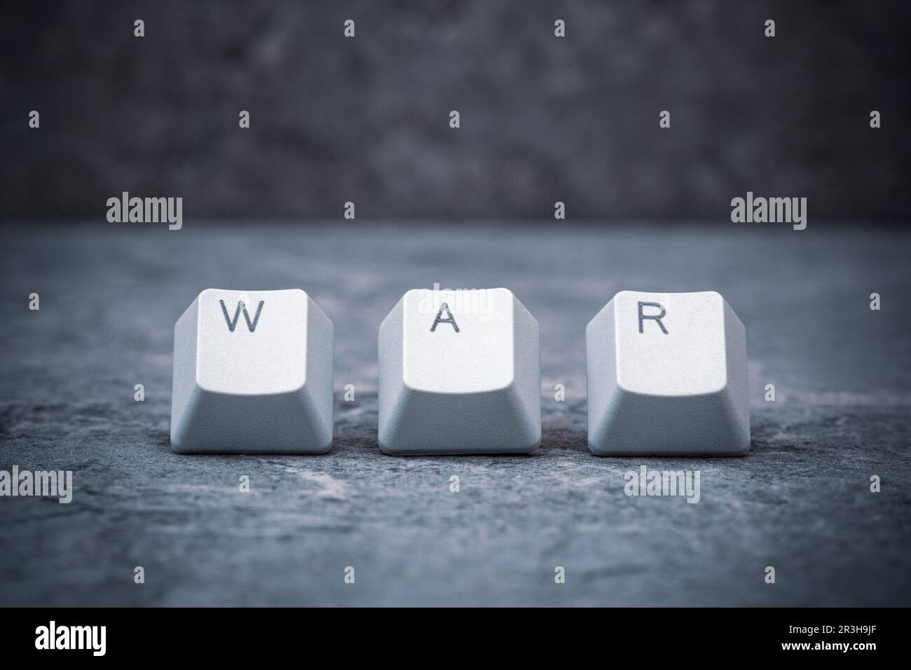 Computer keyboard keys arranged to spell WAR word Stock Photo - Alamy