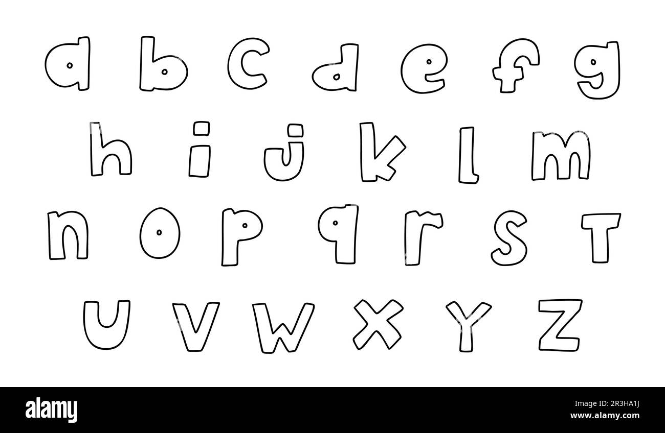 Fun characters black english latin abc alphabet font A to Z. Vector ...