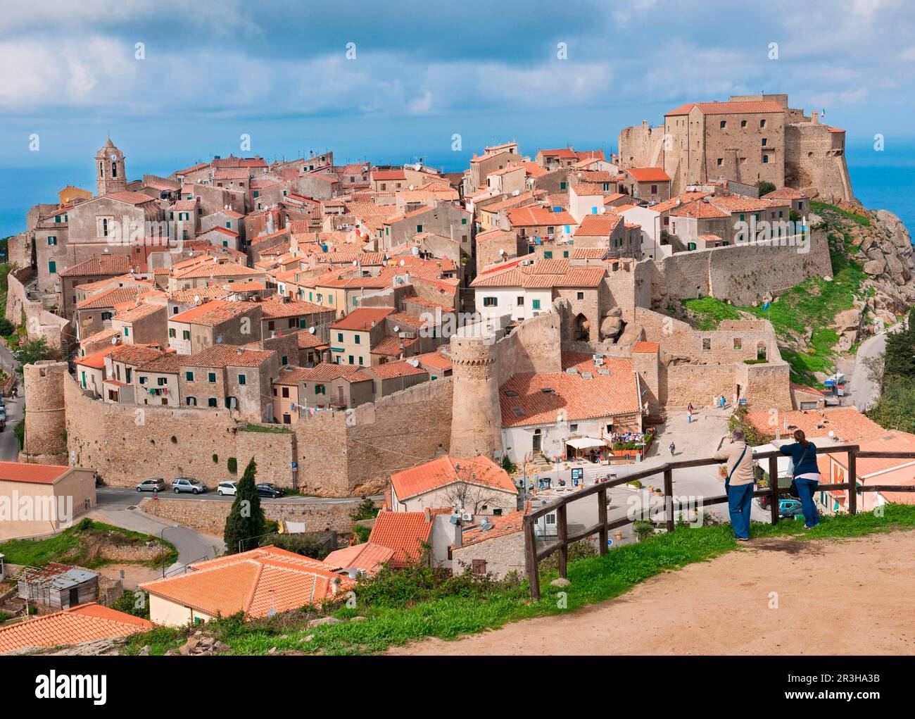 Fortified defence tower and city wall of Giglio Castello, Isola del ...
