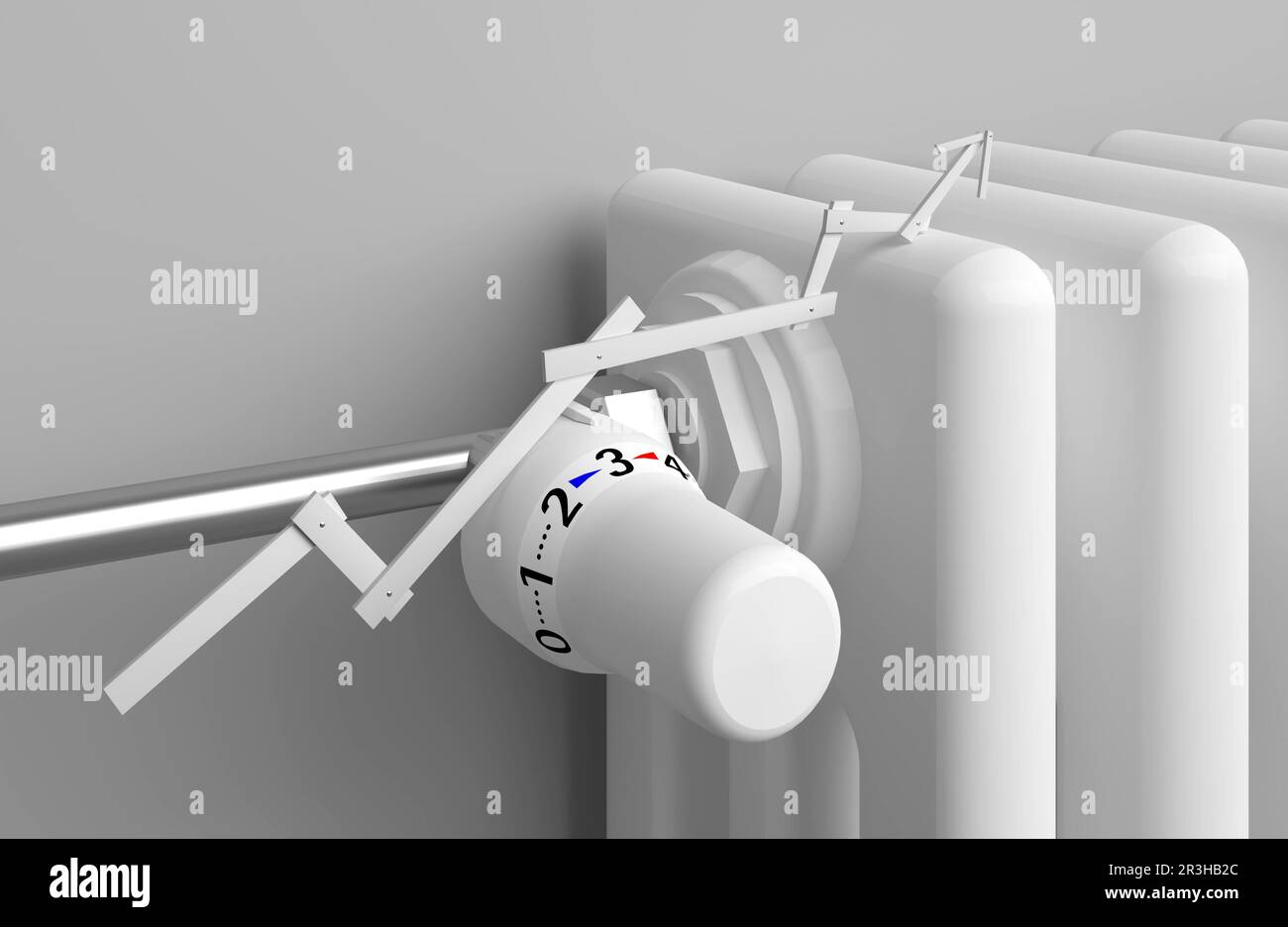 Classic Radiator with arrow in front of background - 3D Illustration ...