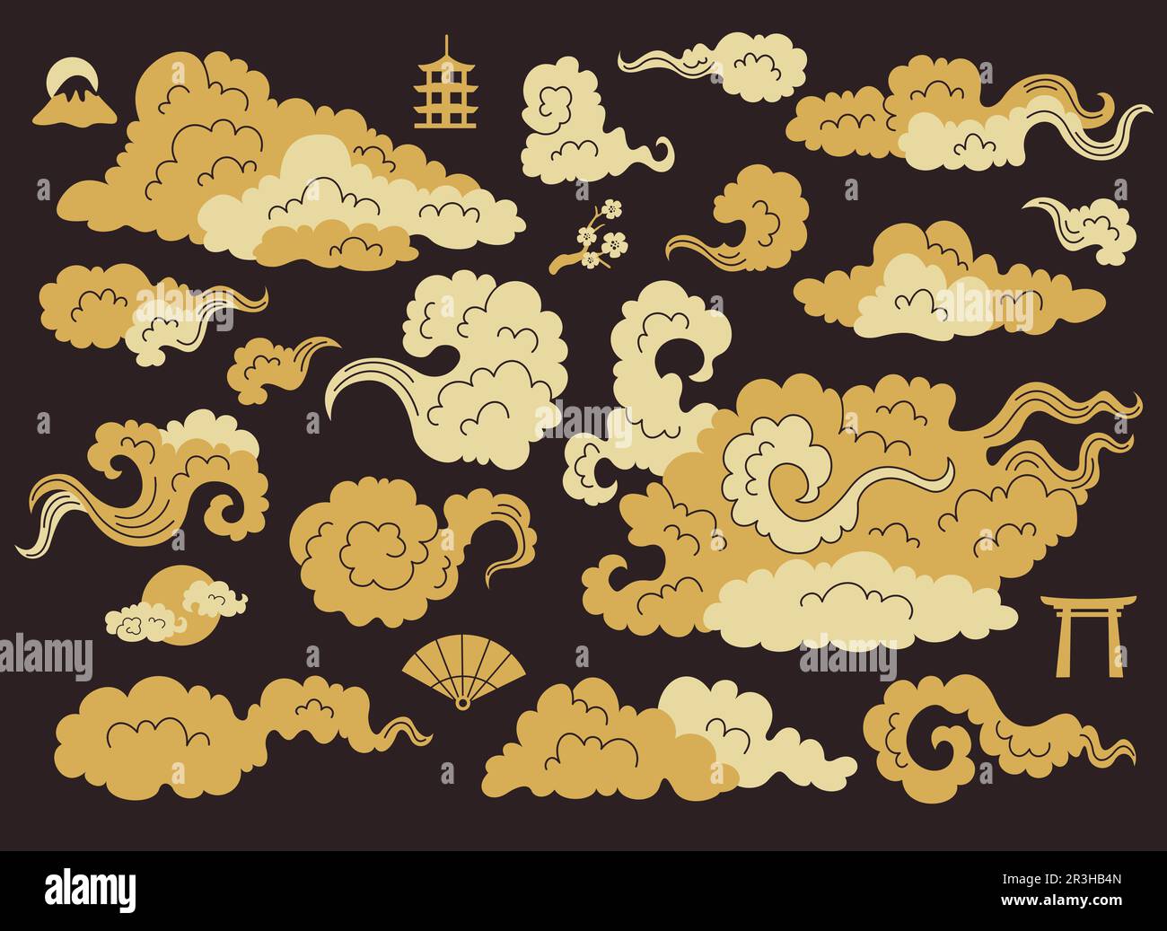 Set of elements in oriental japanese style Stock Vector Image & Art - Alamy