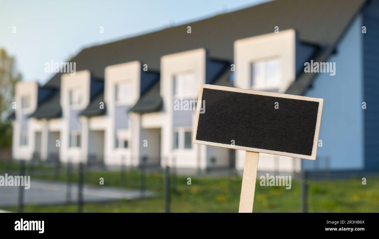 Blank Black billboard against apartment family house Empty mockup ...