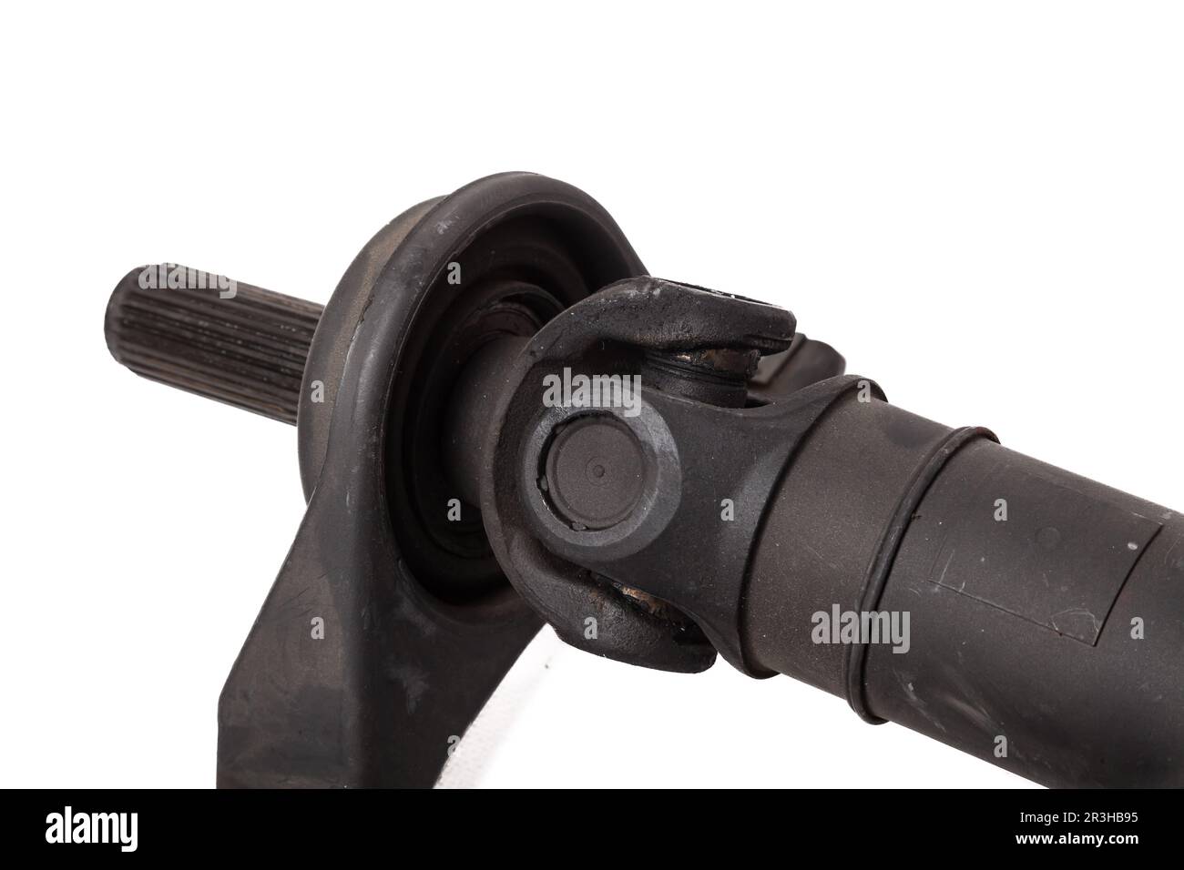 propeller shaft of a car with a steel rod, a sliding fork and an ...