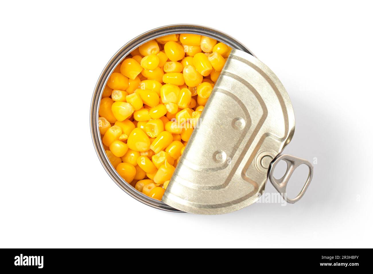 Sweet canned corn isolated on white background. Corn in a can top view ...