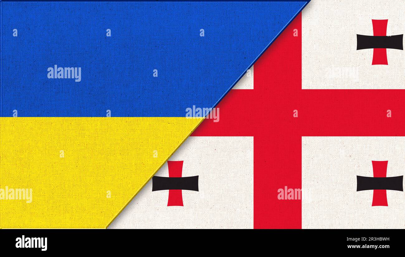 Flag of Ukraine and Georgia - 3D illustration. Two Flag Together ...