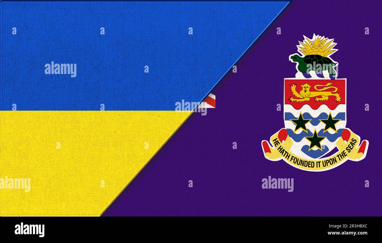 Union of two countries. Flag of Ukraine and Cayman Islands. Two Flag ...