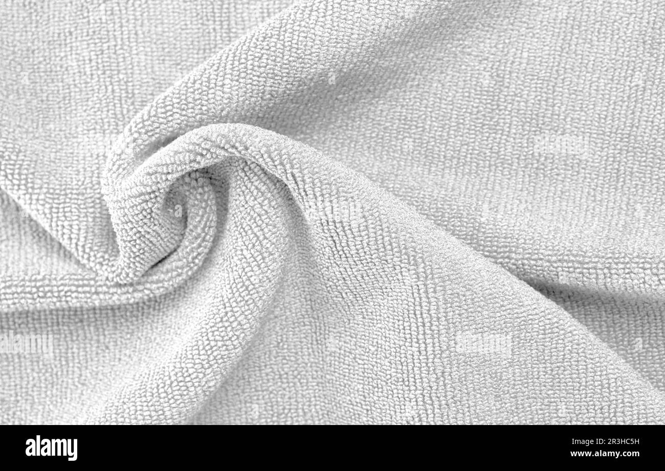 Wrinkled white microfiber cloth texture of microfiber towel closeup ...