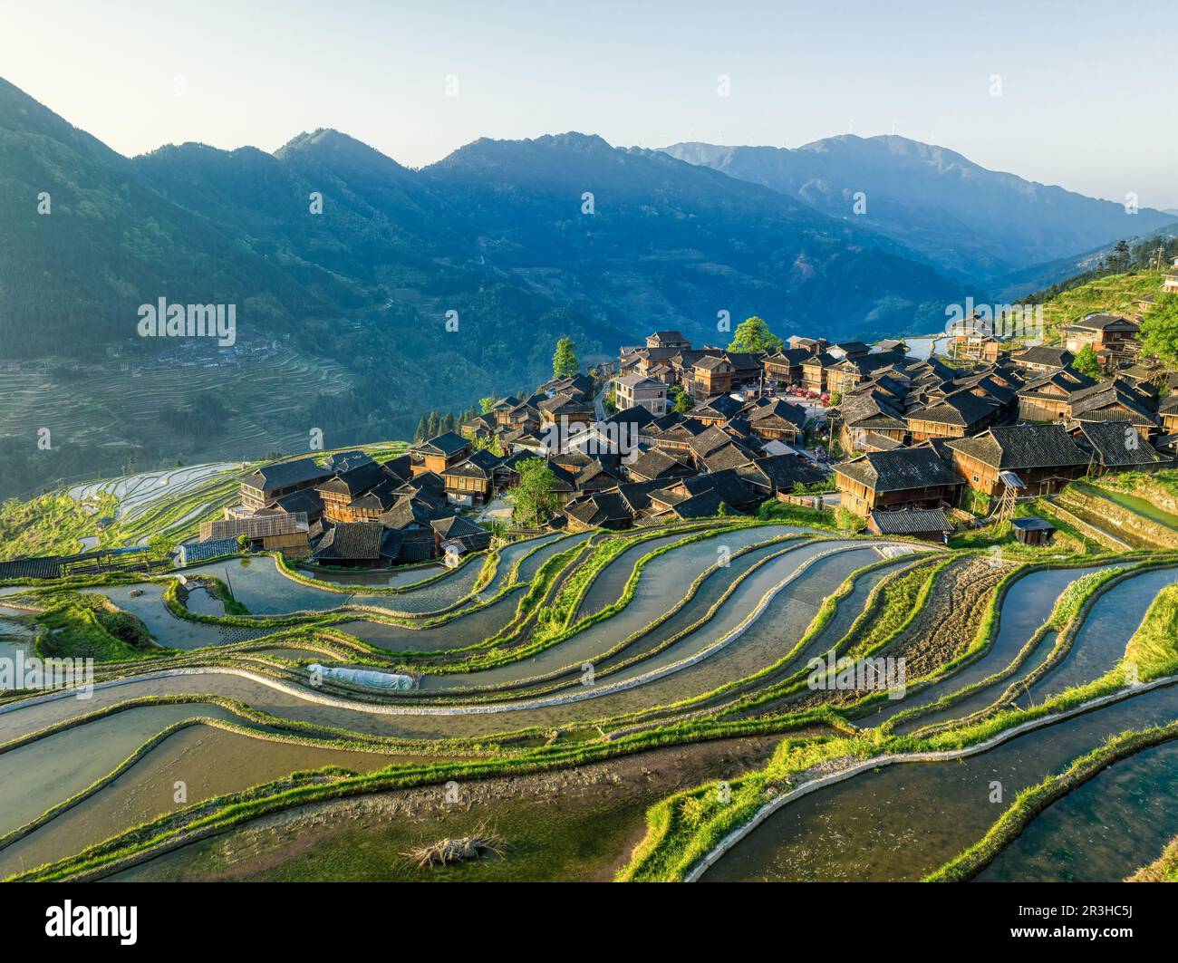 Terrace rice cultivation sunset hi-res stock photography and images - Alamy