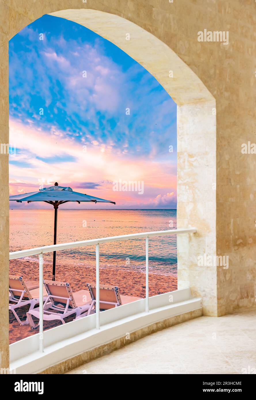 Wooden open door arch exit to the beach caribbean dominican republic ...