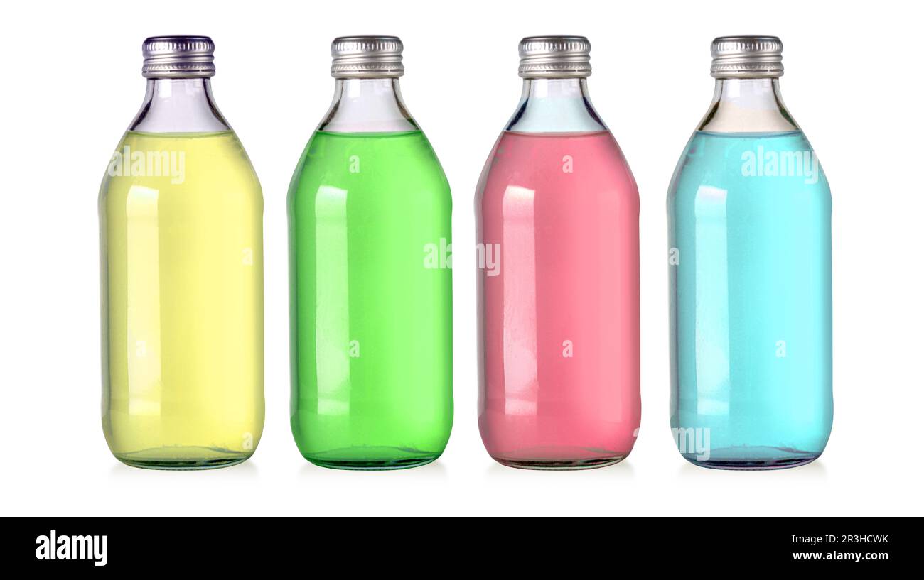 a bottles of colour soda on a white background with clipping path Stock ...
