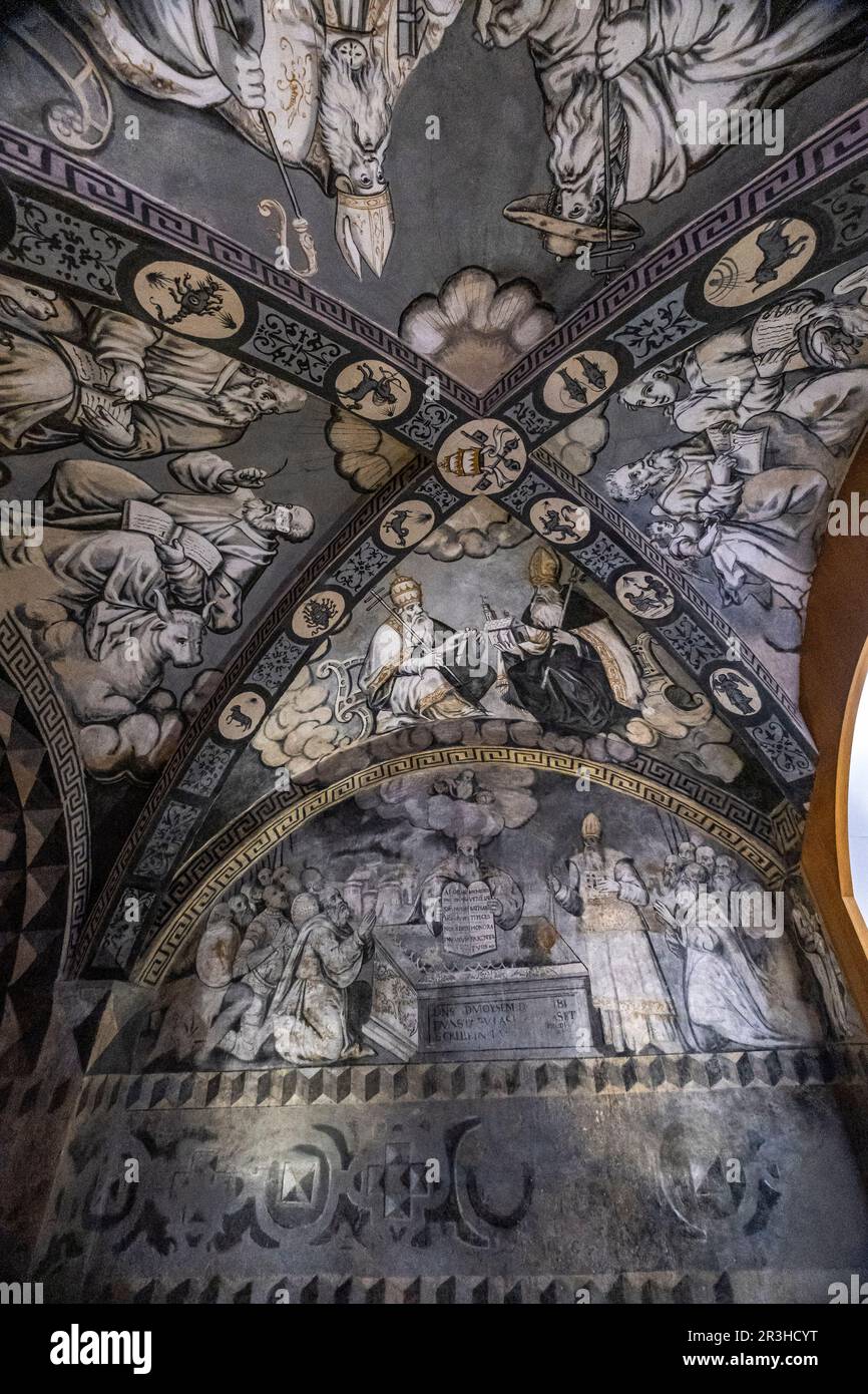 Secretum, decorated in the 16th century with grisaille paintings ...