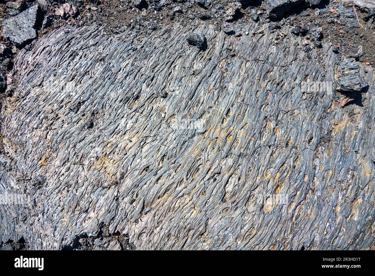 Variety of forms of basalt solidified lava (clinker): hawaiian is main ...