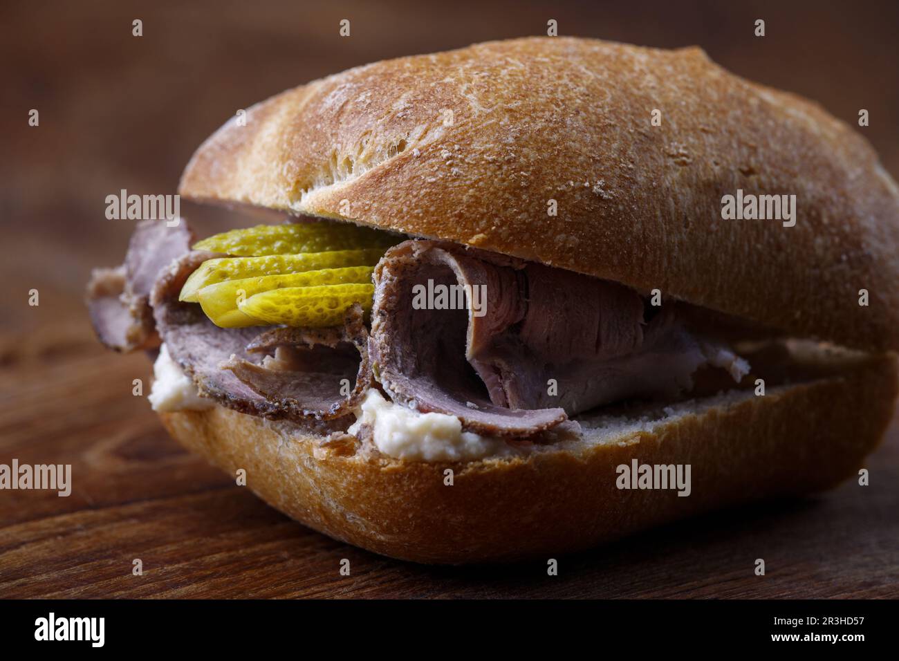 Cold roast in a bun Stock Photo - Alamy