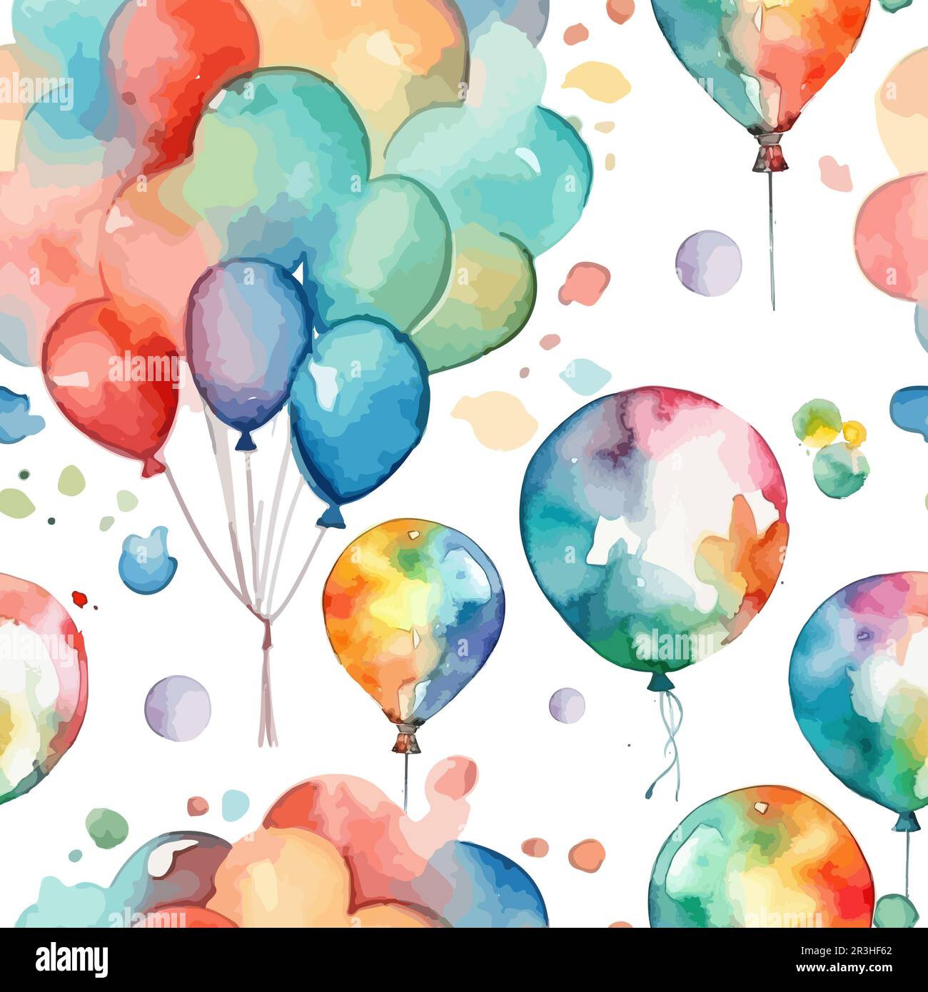 Watercolor balloons on a white background. Seamless pattern. Vector ...