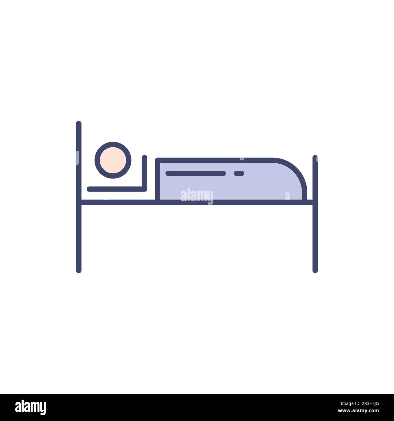 Hospital Sign related vector line icon. Patient, bed. Isolated on white ...