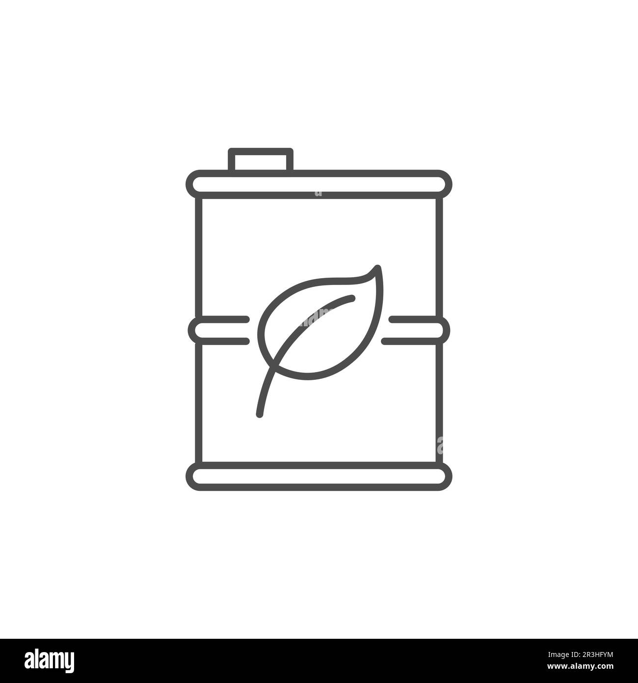 Biofuel related vector linear icon. Barrel with leaf. Alternative ...