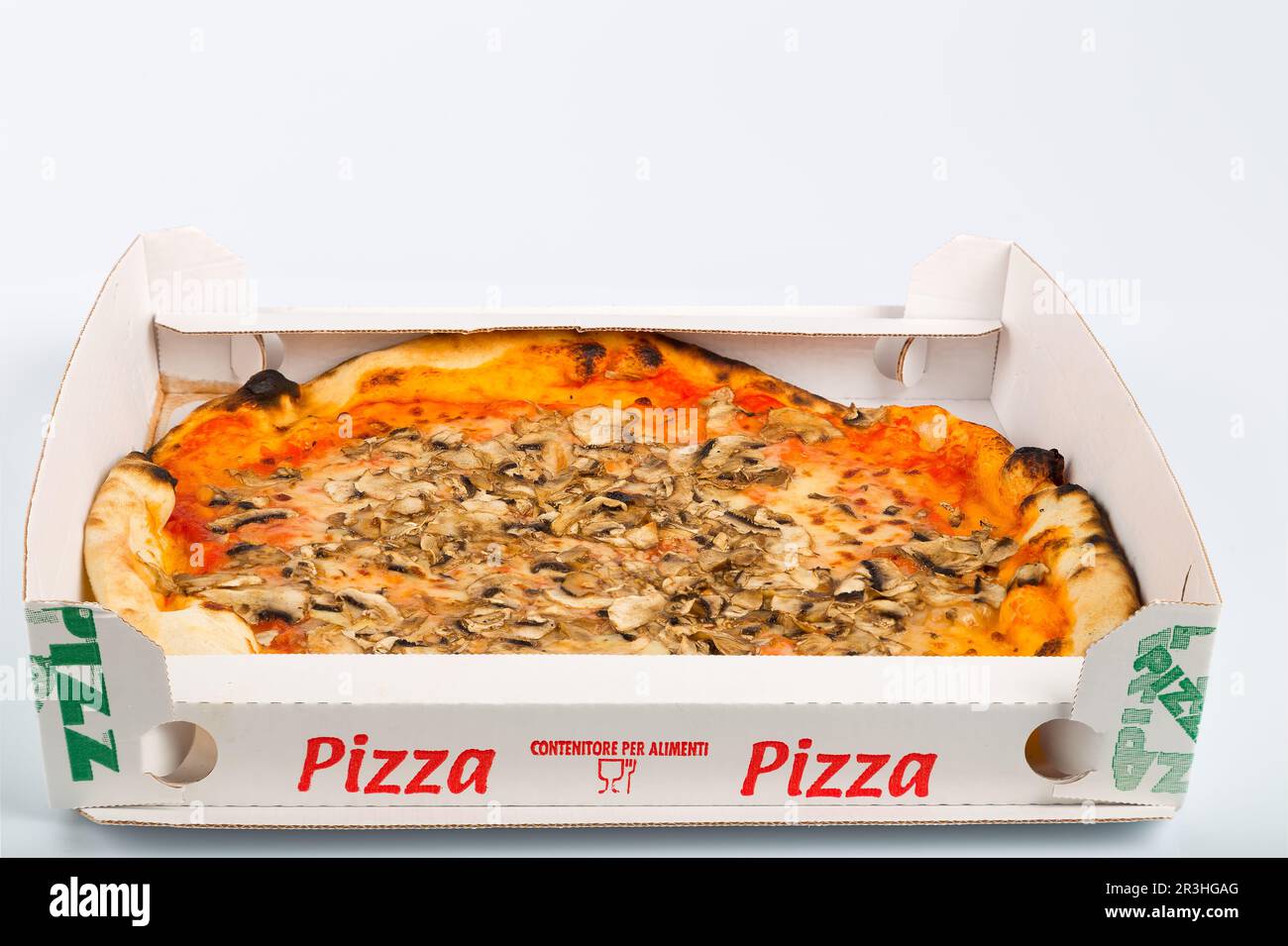 Takeaway Italian pizza with mushrooms Stock Photo - Alamy