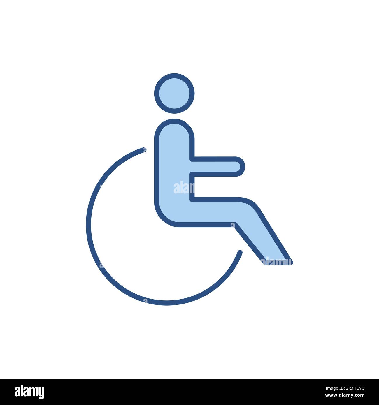 Disabled related vector line icon. Disabled person in wheelchair linear ...