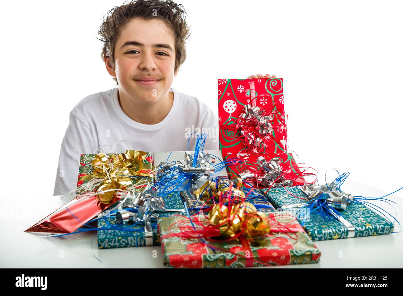 Boy receiving present hi-res stock photography and images - Alamy