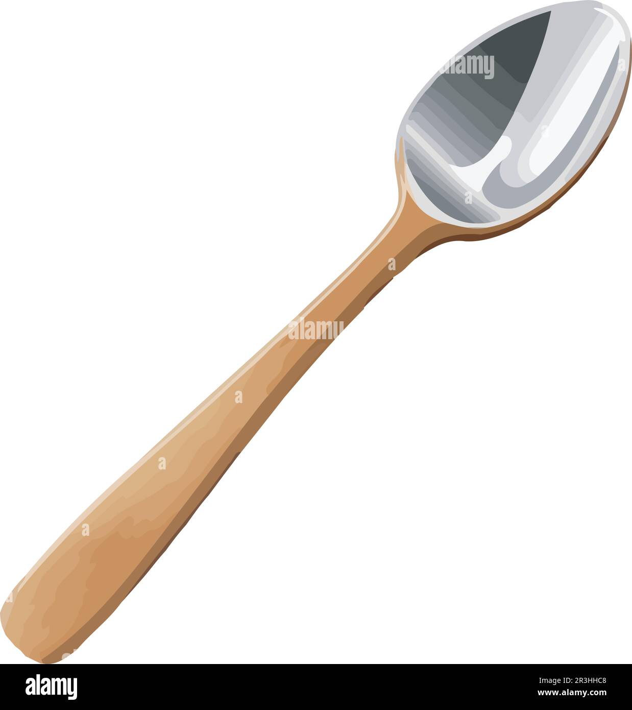 Wooden spoon and metal ladle essential kitchen utensils Stock Vector ...