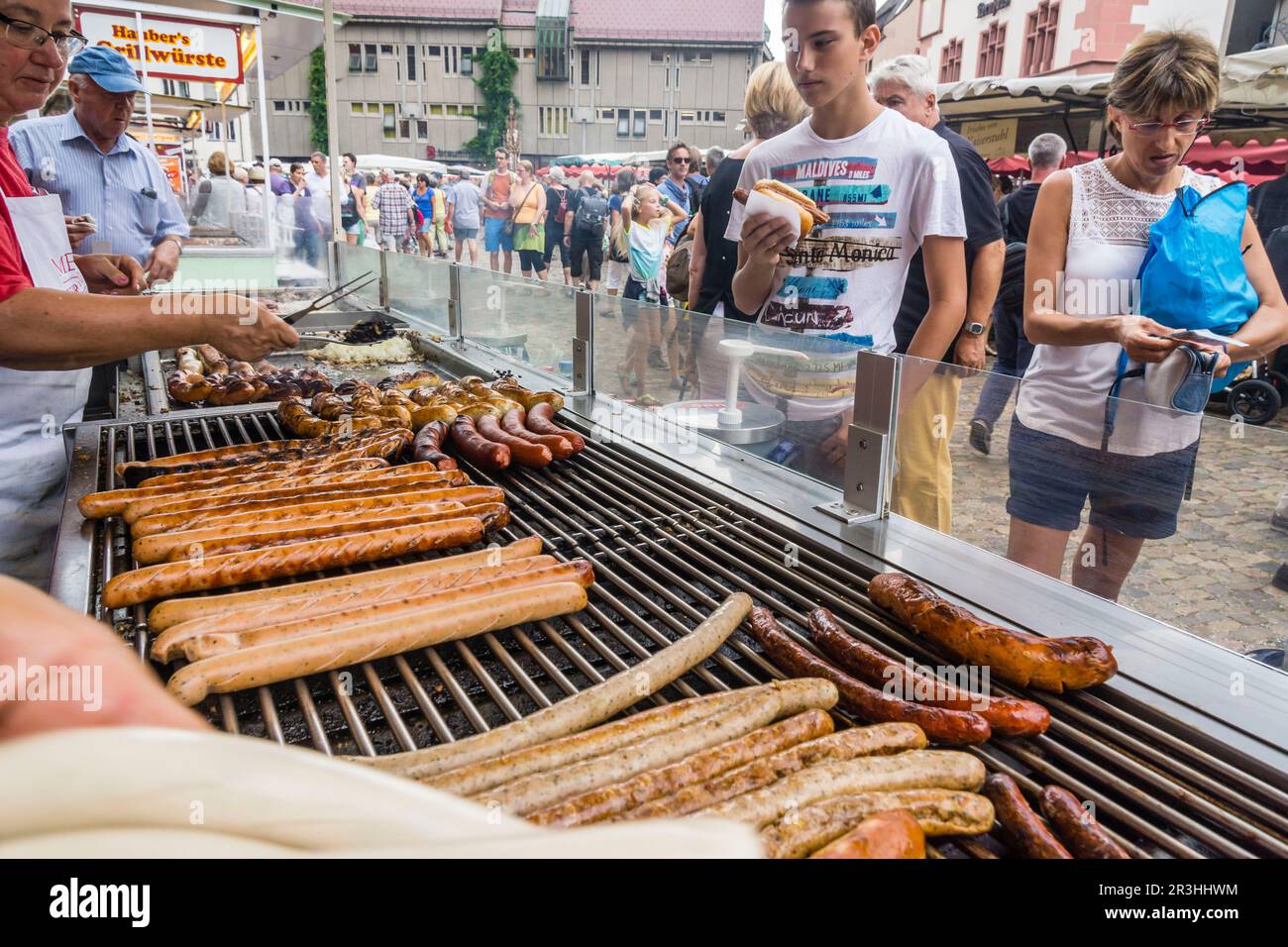 hot dog, salchicha de franckfurt, mercado al aire libre, Münsterplattz ...
