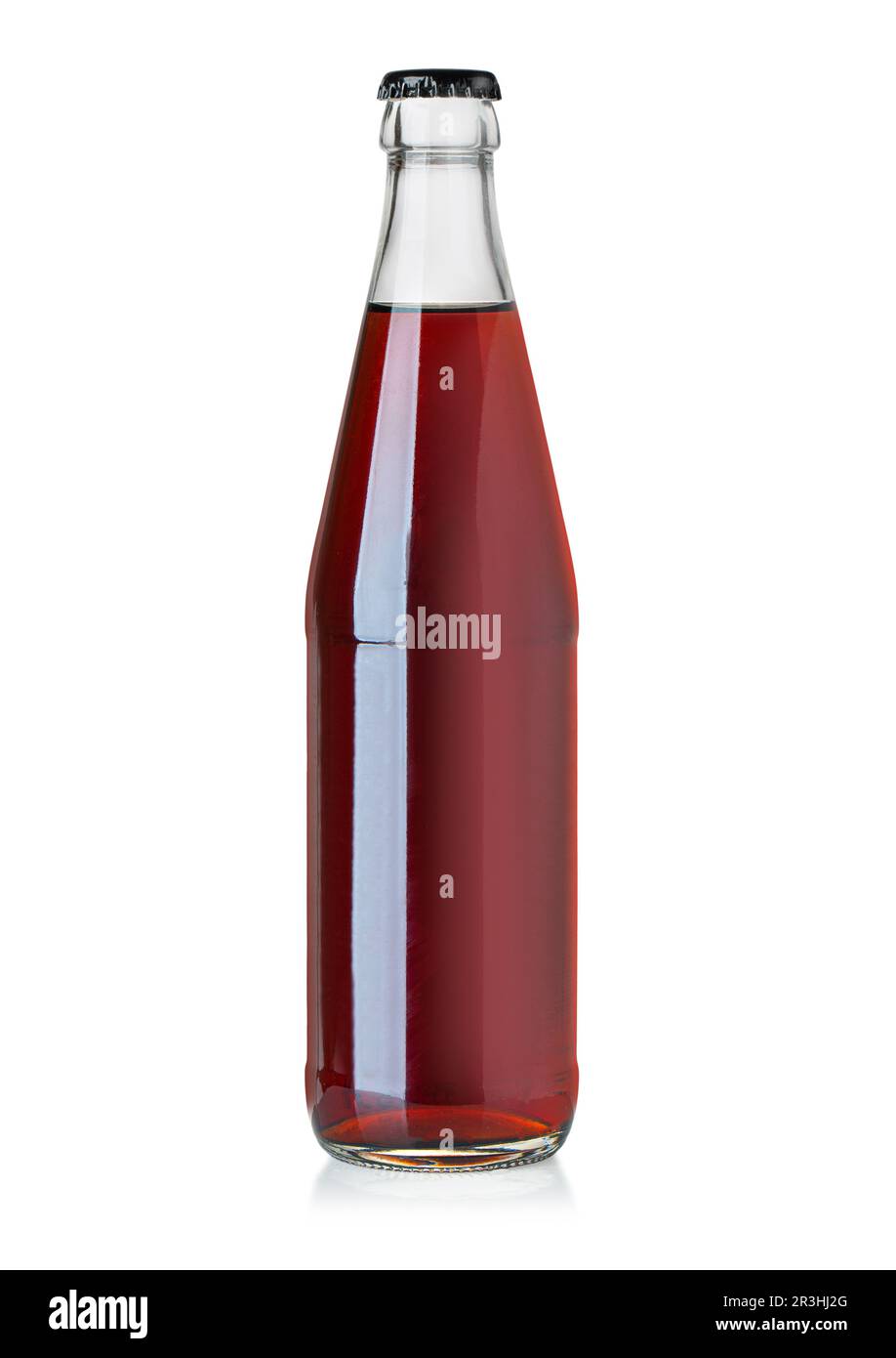 Glass bottle of cola isolated on white background with clipping path ...