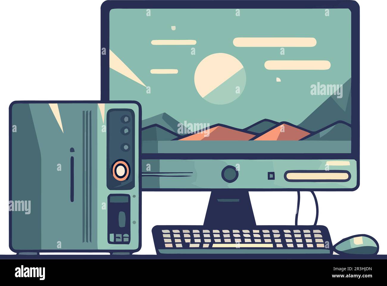 vector illustration computer equipment desktop Stock Vector Image & Art - Alamy