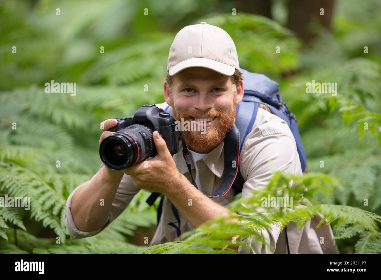 photographer in nature taking pictures of plants Stock Photo - Alamy