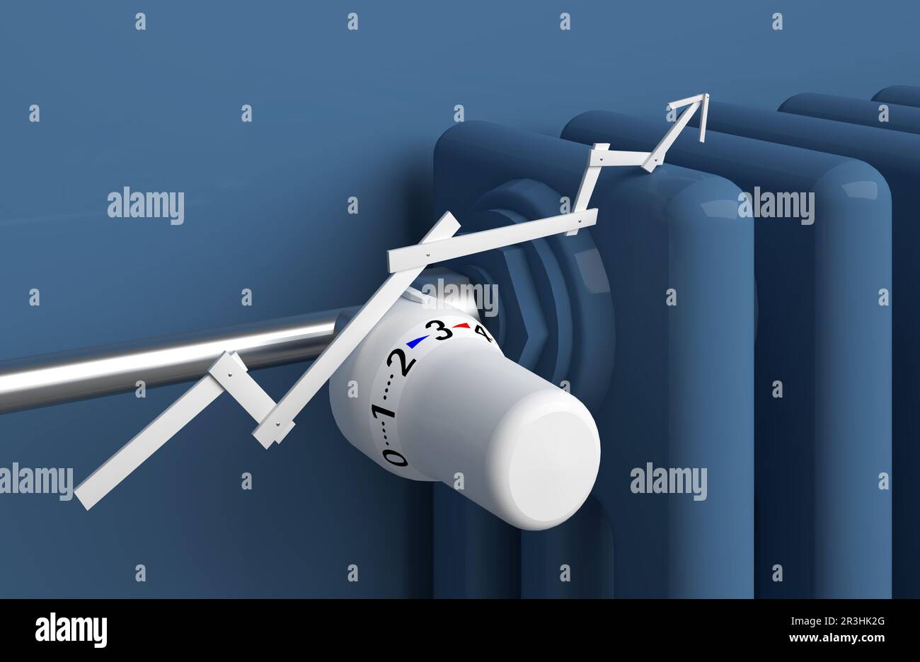 Classic Radiator with arrow in front of background - 3D Illustration ...