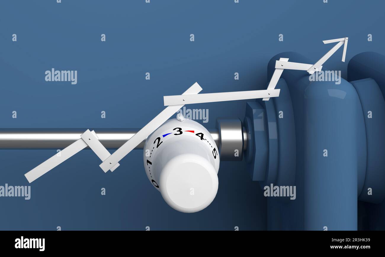 Classic Radiator with arrow in front of background - 3D Illustration ...