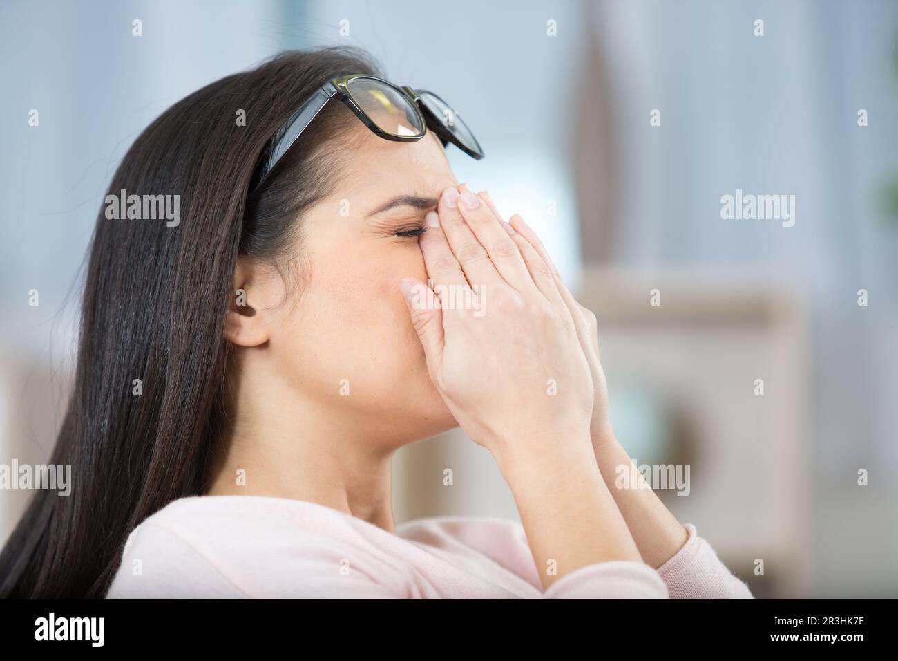Woman sore eyes and computer hi-res stock photography and images - Alamy