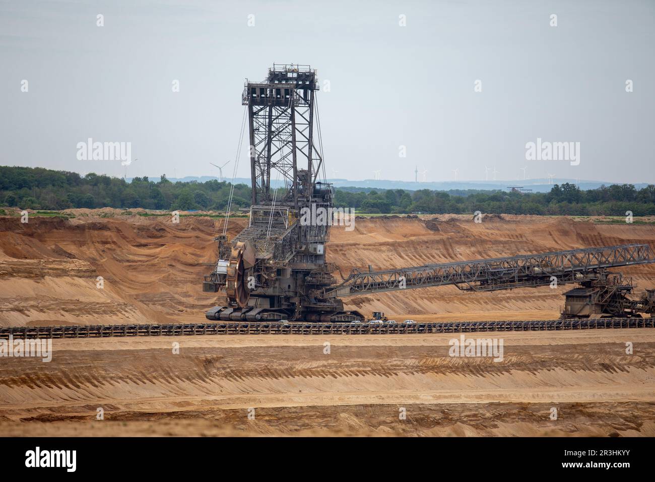Landscape at Open pit Hambach lignite mine in A summer landscape ...