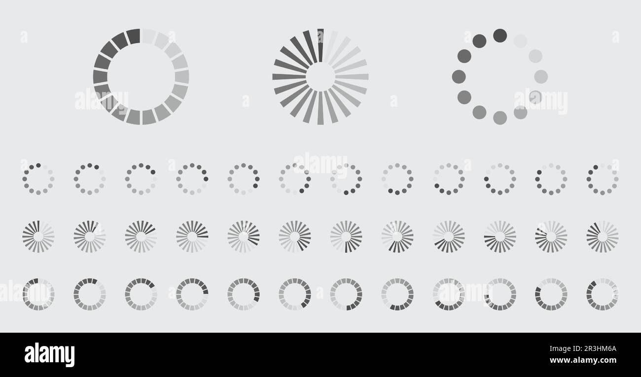 Circular Loading Buffering Icons Vector Set Video Ready for Animation Gif All Keyframes Frames ...