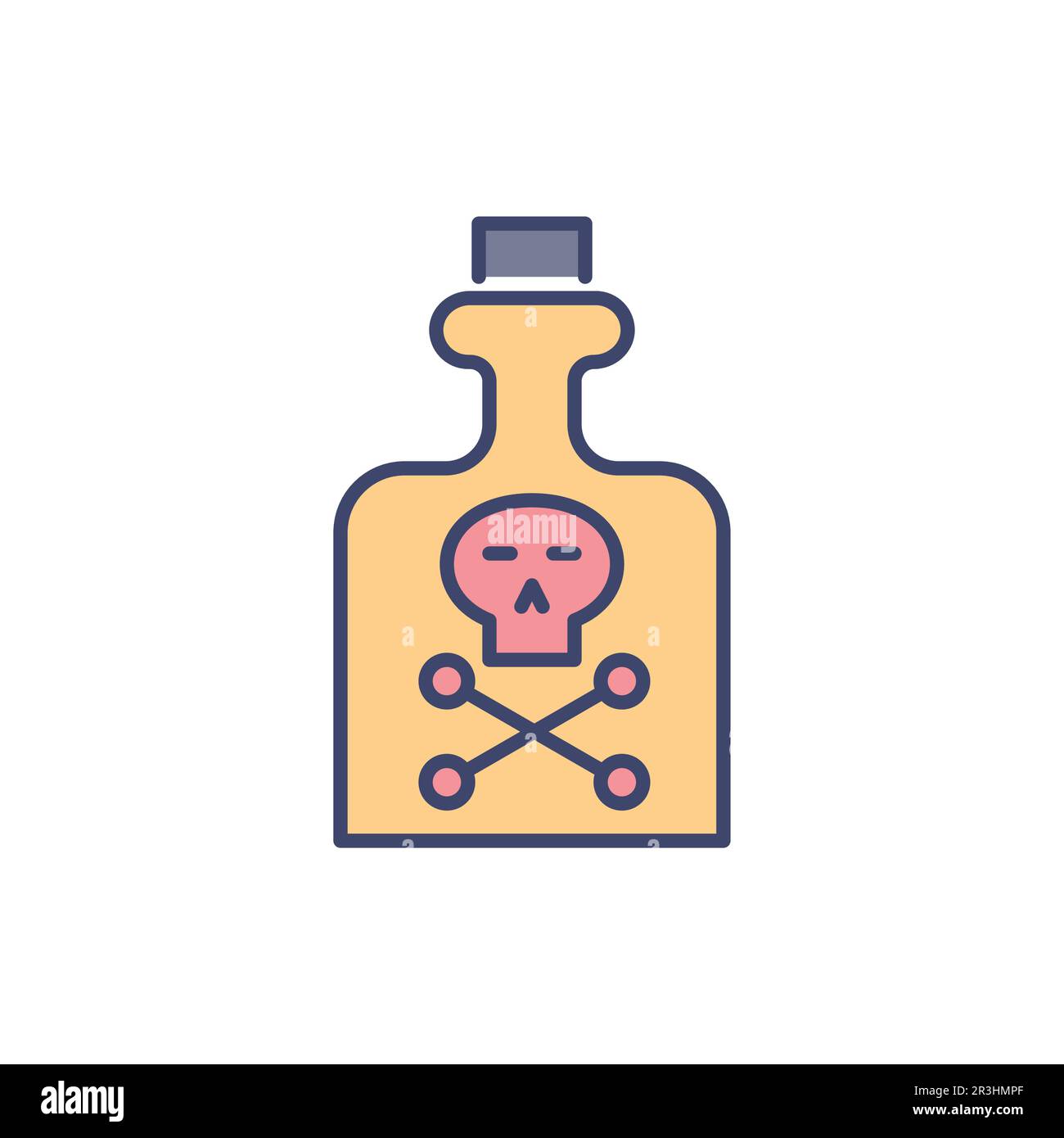 Poison related vector line icon. Skull and bones, bottle. Isolated on ...
