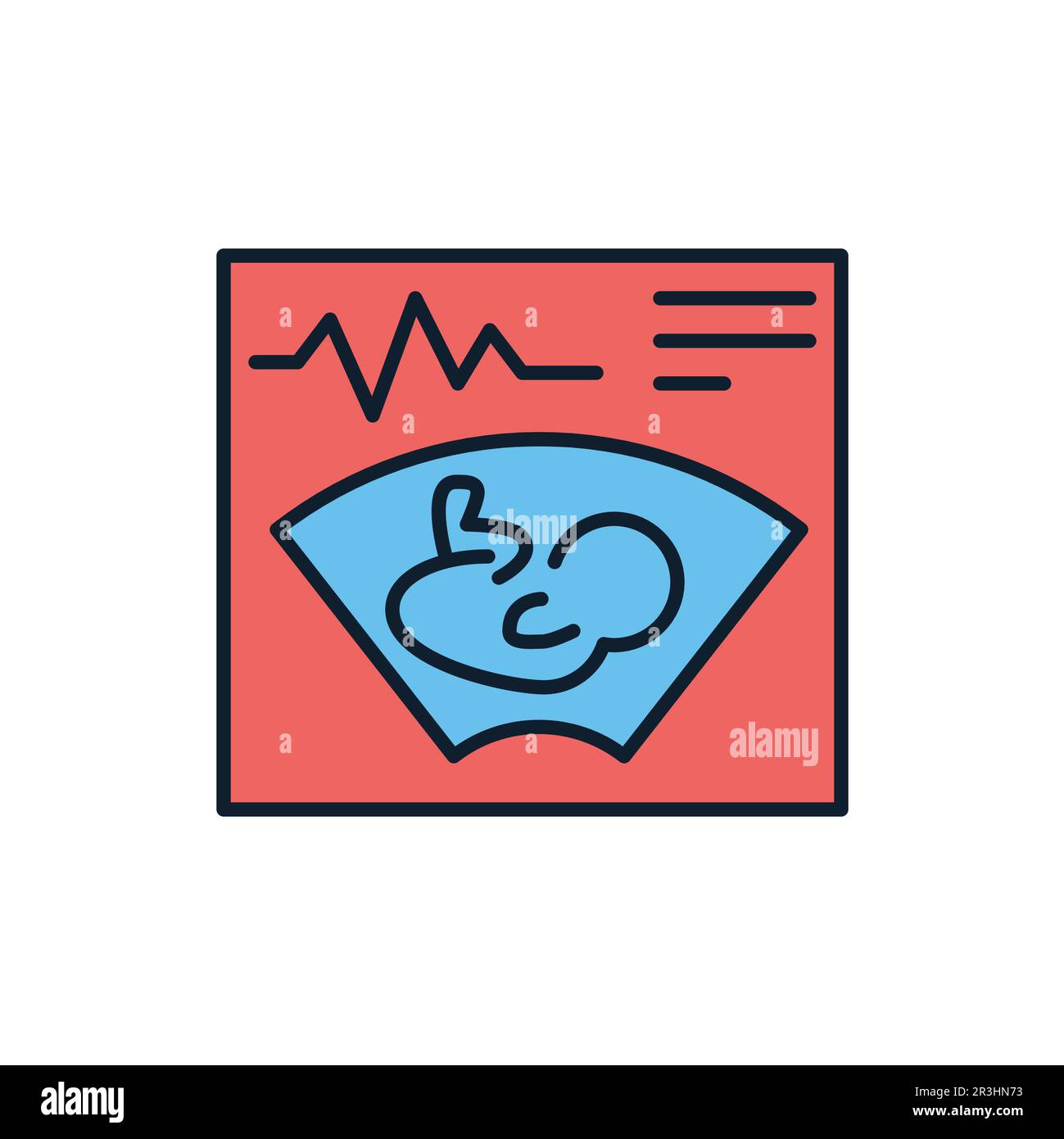 Ultrasound related vector line icon. Isolated on white background. Kid ...