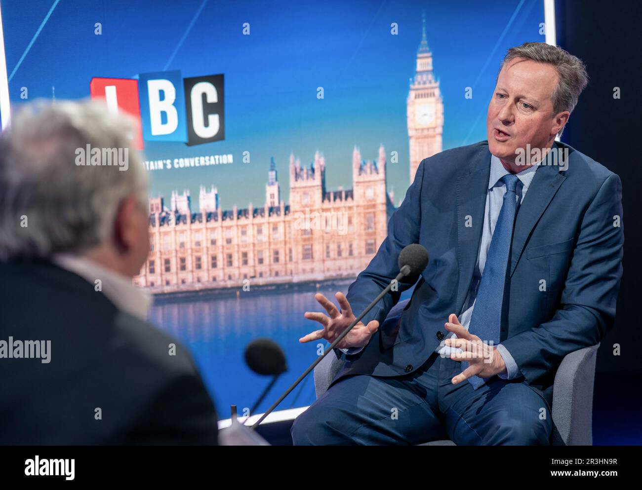 Former prime minster David Cameron pre-records an interview with LBC's ...