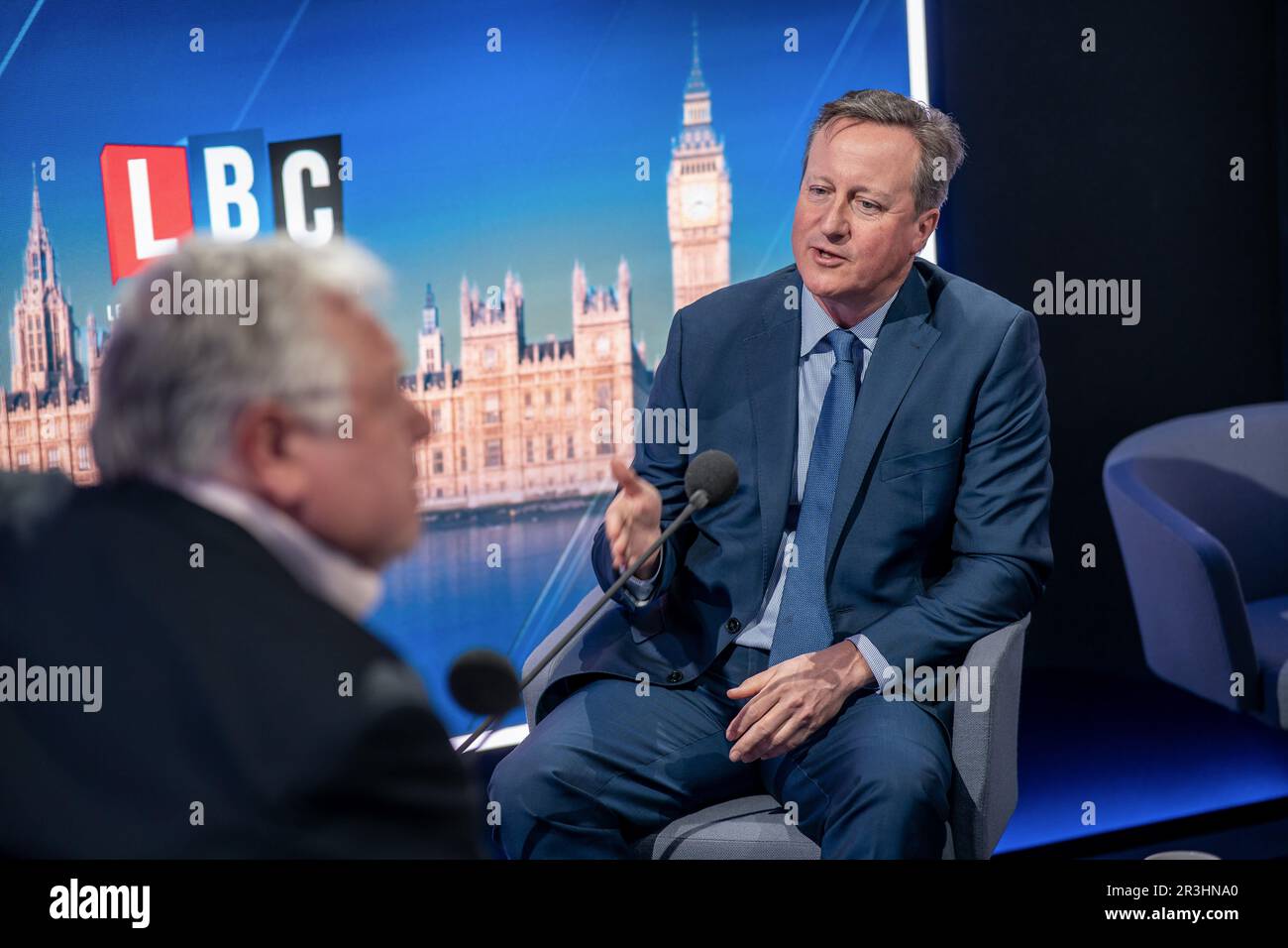 Former prime minster David Cameron pre-records an interview with LBC's ...