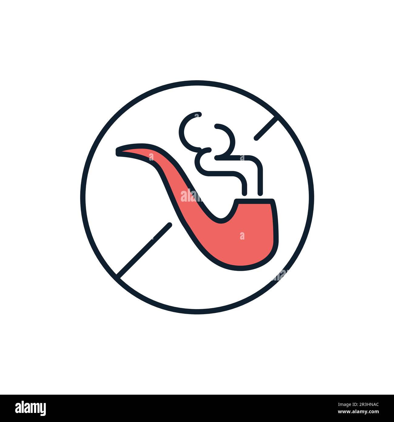 No Smoking related vector line icon. Prohibition sign, pipe, smoke ...