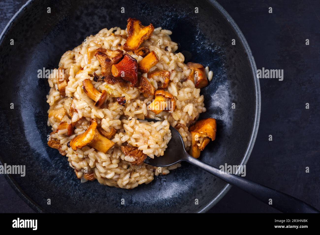 Traditional Italian risotto con finferli with fresh chanterelles and ...
