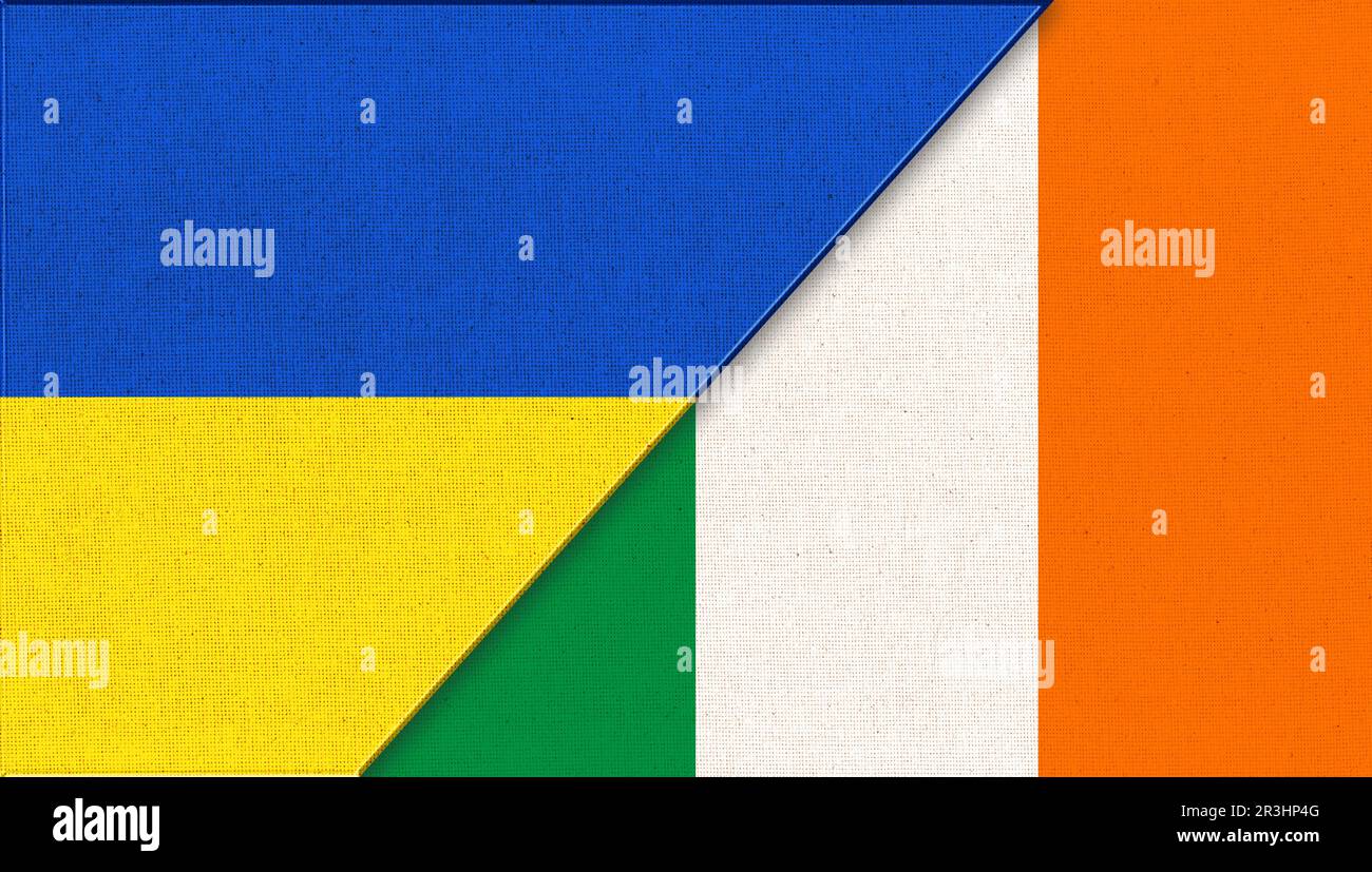 Flag of Ukraine and Ireland. 3D illustration. Two Flag Together ...