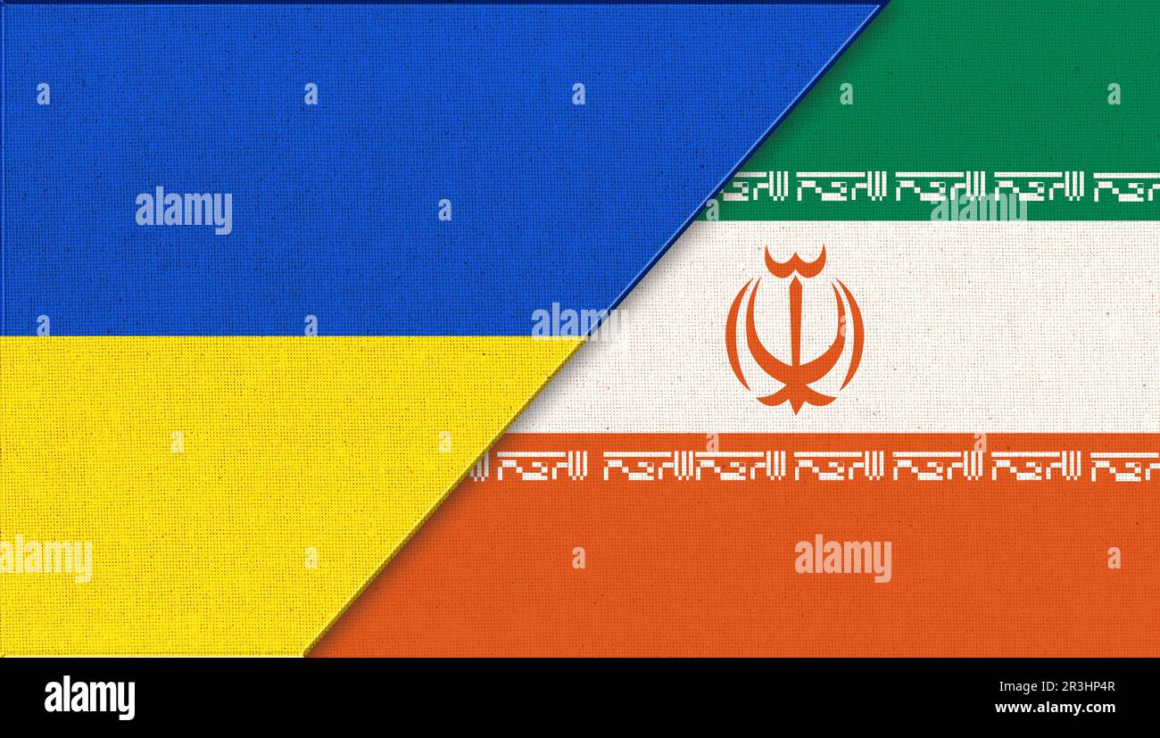 Flag of Ukraine and Iran. Two Flag Together - Fabric Texture. Union of ...