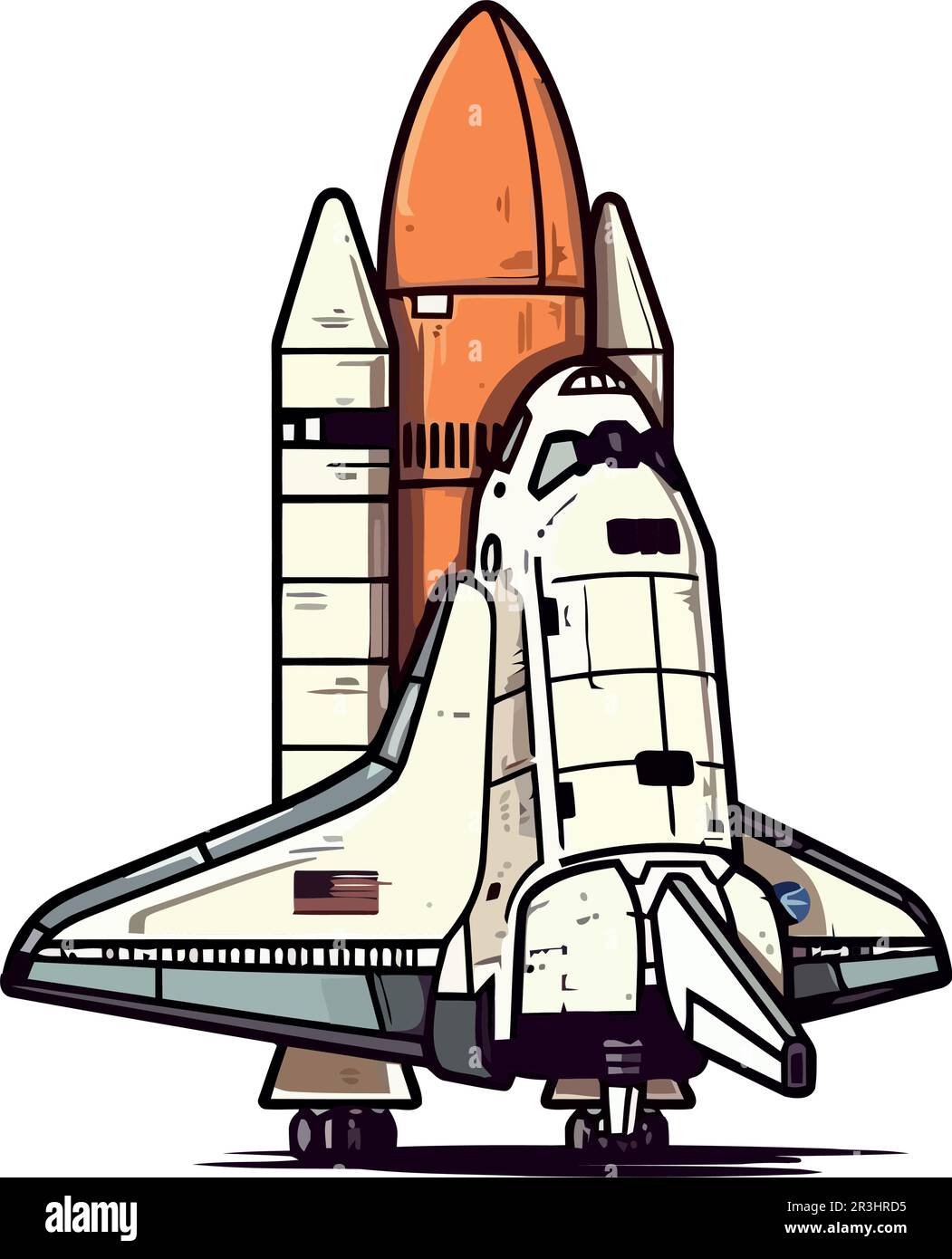 Futuristic spaceship taking off with fiery flames Stock Vector Image ...