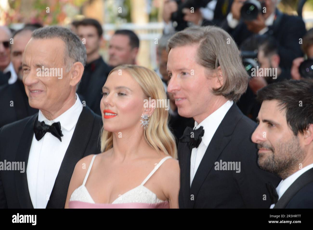 May 23, 2023, CANNES, France: CANNES, FRANCE - MAY 22: Wes Anderson, Scarlett Johansson and Tom ...